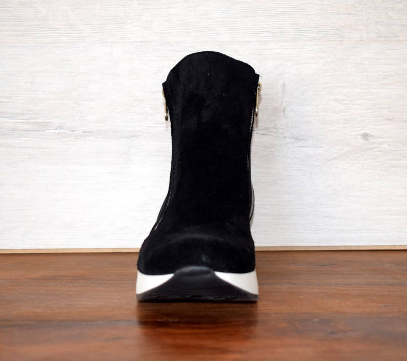 Suede shoes Ankle Boots Zip shoes zipper shoes Leather | Etsy