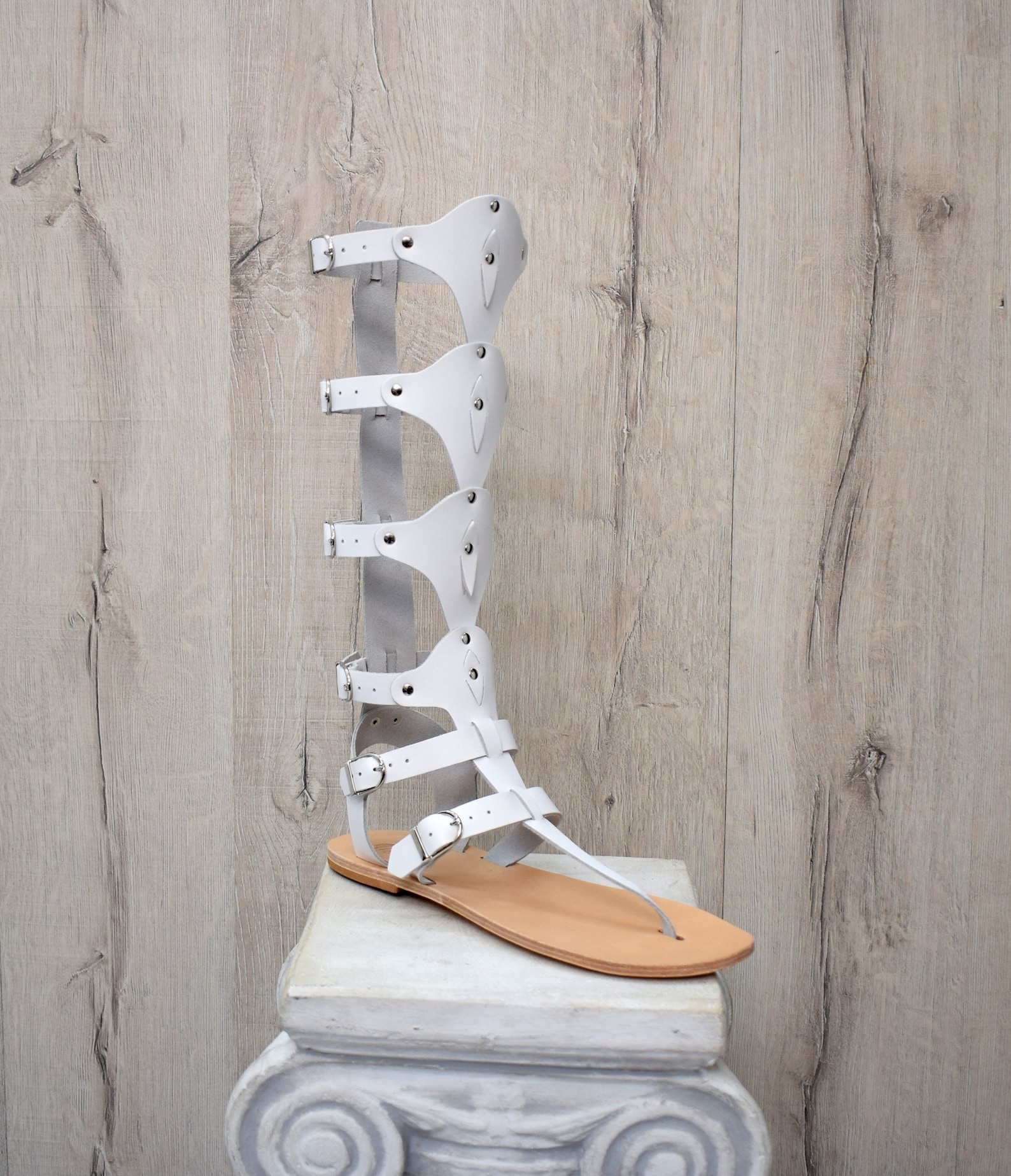 White Gladiator Roman Men Grecian Spartan Sandals - Etsy