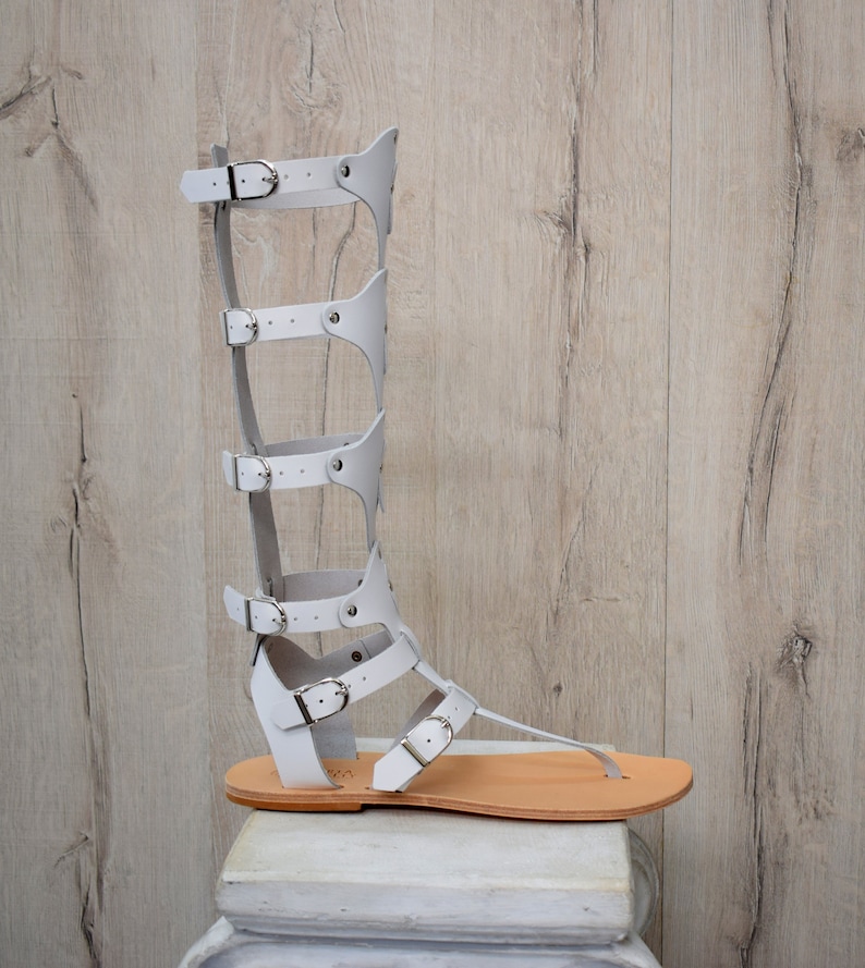 White Gladiator Roman Men Grecian Spartan Sandals - Etsy
