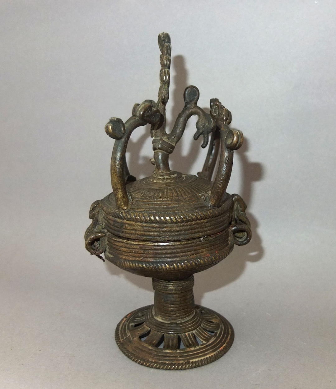 Antique Bronze Tika Vessel With Peacock Decor, Nepal Folk Art - Etsy