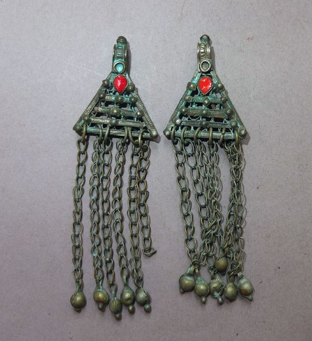 Two Old Metal Folk Pendants From Nepal, Traditional Ethnic Jewelry ...