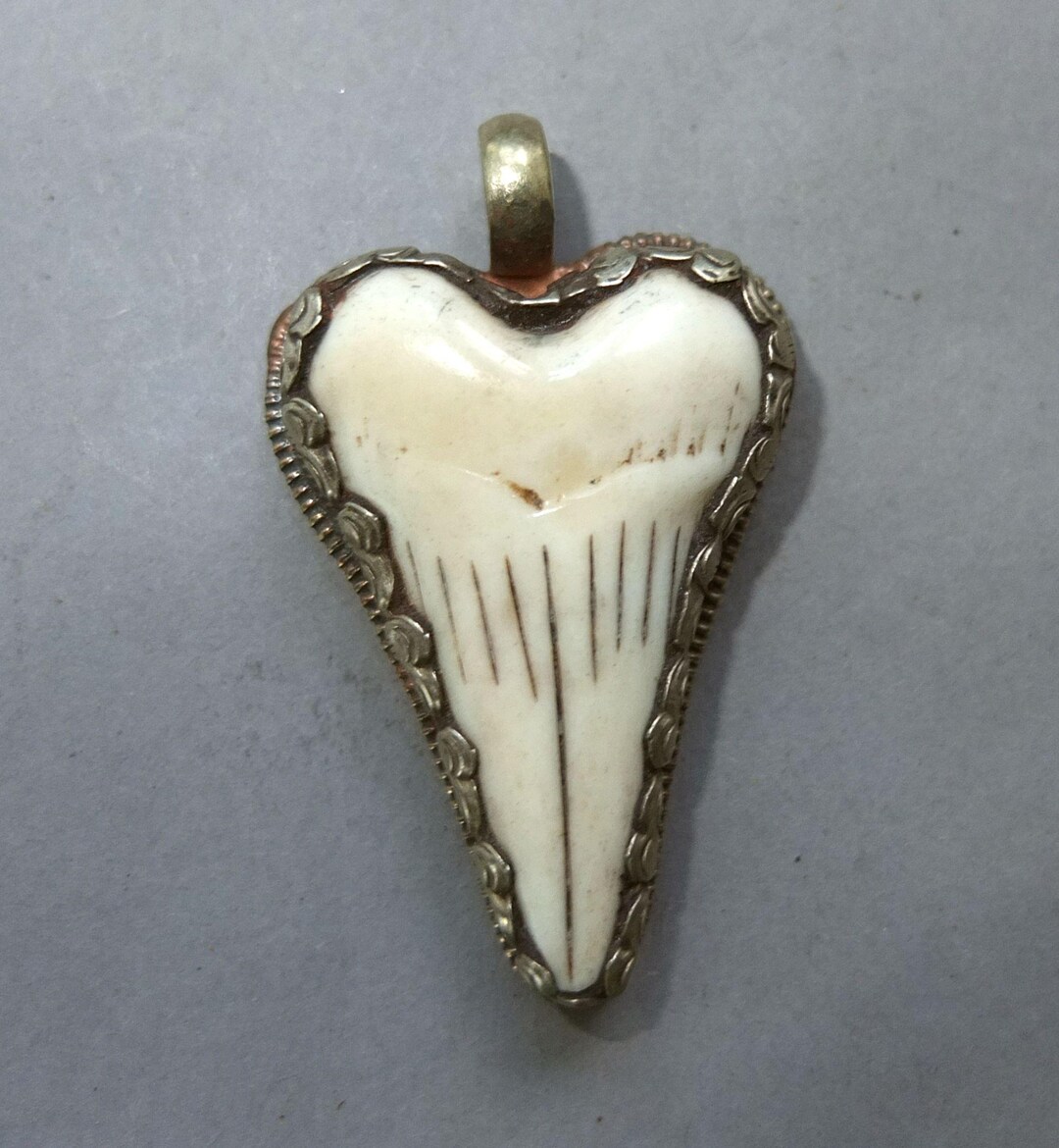 Bone Amulet Pendant With Metal Mounting From Nepal, Tribal Folk Jewelry ...