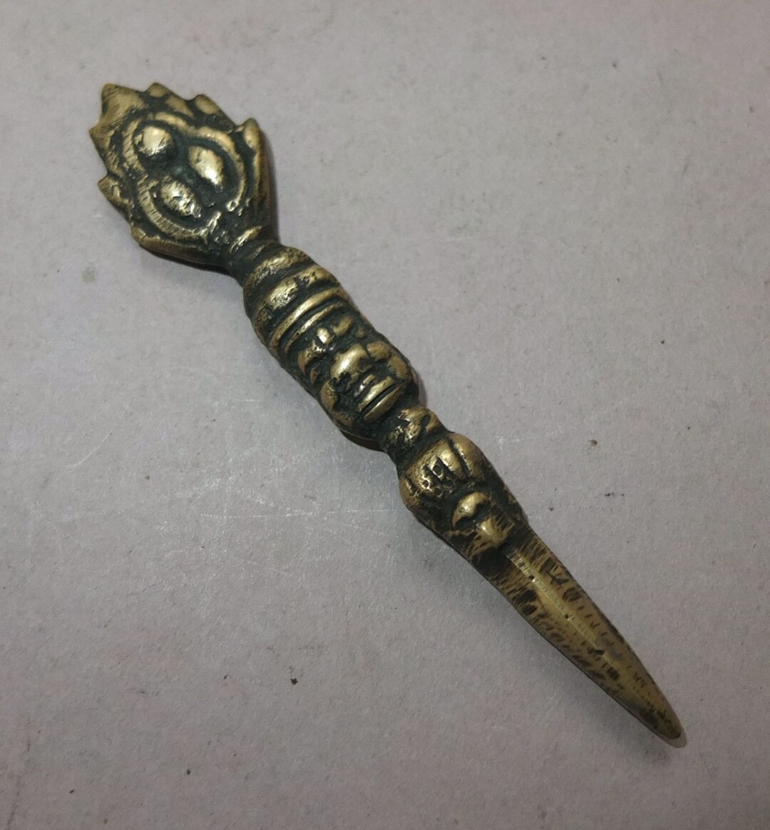 Brass Phurbu Ritual Dagger From Nepal, Buddhist Art, Shaman Lama Ritual ...
