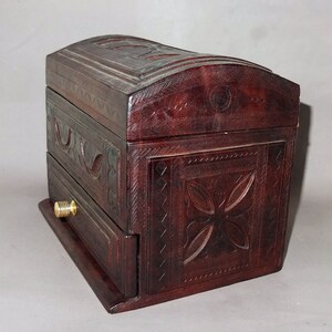 Indian Wooden Jewelry Box Covered With Embossed Leather, Tribal ...