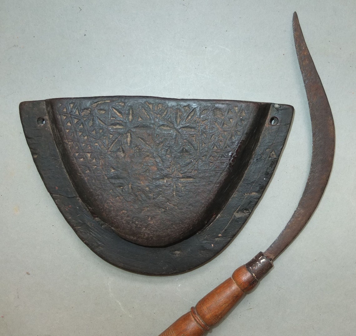 Old Large Iron Farmer Sickle with Hand-Wrought Blade Wooden | Etsy