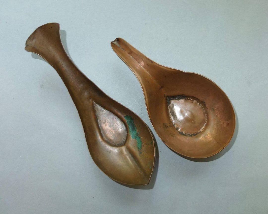 Two Small Copper Yoni Ceremonial Vessels for Holy Water, Ritual ...