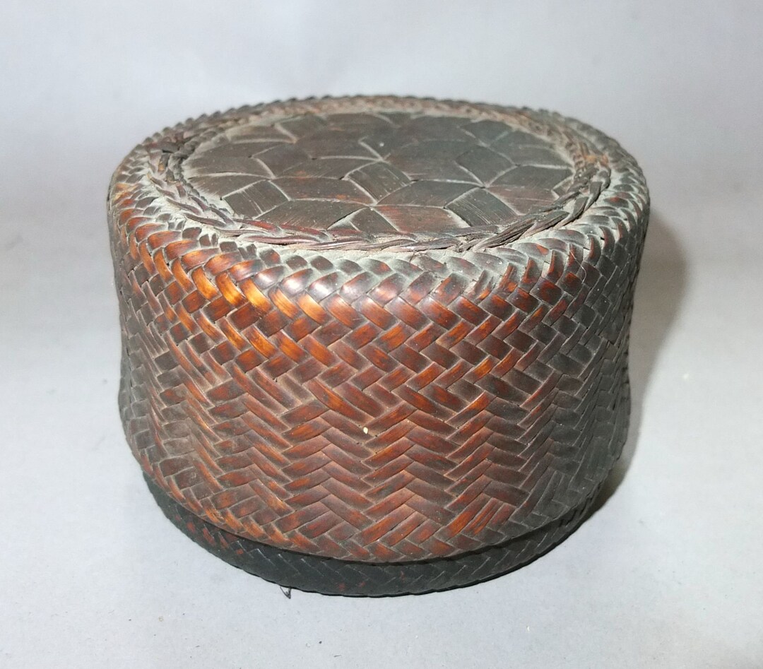 Old Bast Fibre Rice Basket From Laos, Folk Houshold Utensil, Ethnic Art ...