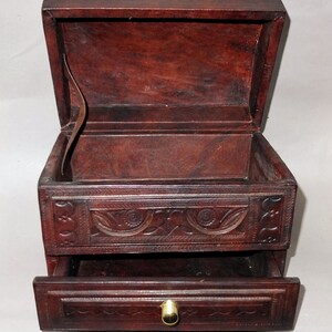 Indian Wooden Jewelry Box Covered With Embossed Leather, Tribal ...