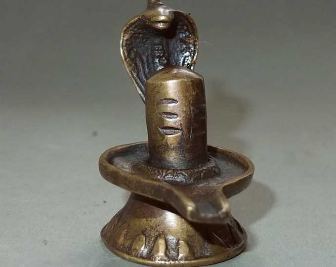 Brass Shiva Lingam Statue With Yoni and Naga From Nepal, Fertility ...