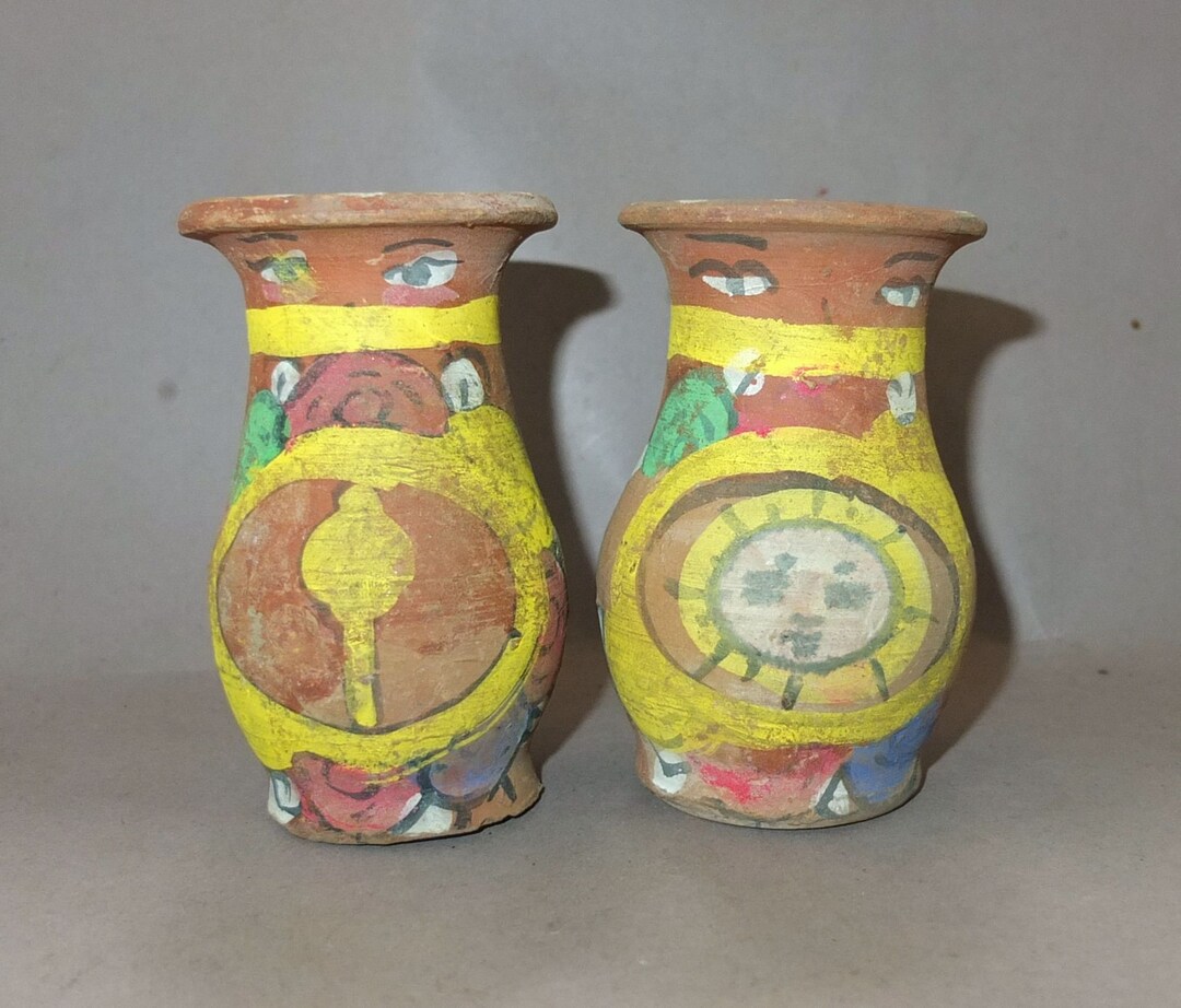 Two Ritual Hindu Clay Offering Pots Jugs With Hindu Symbol - Etsy
