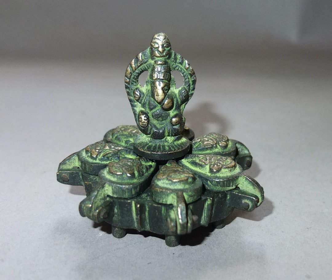 Bronze Ganesh Color or Powder Tika Box From Nepal, Ethnic Metal Art ...
