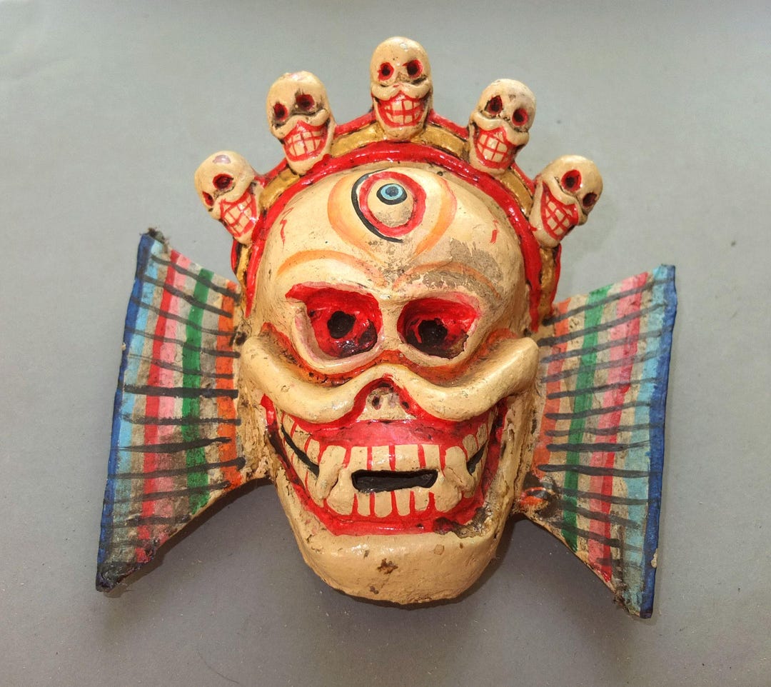 Buddhist Paper Mache Citipati Mask From Nepal, Ceremony Mask, Asian ...