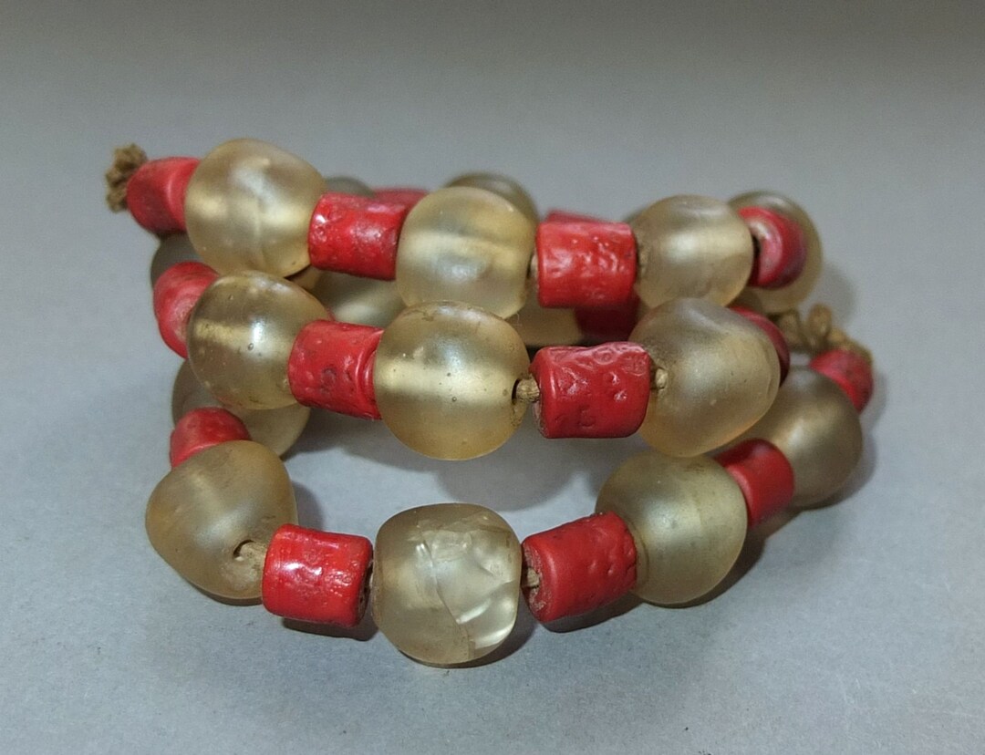 Nepali Glass Bead Necklace, Old Red Beads, Folk Jewelry - Etsy