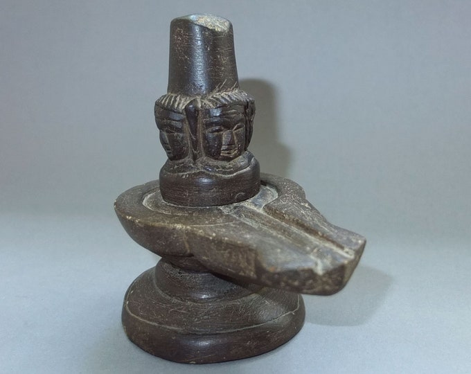 Stone Pashupati Form Shiva Lingam With 4 Faces and Yoni Carving From ...