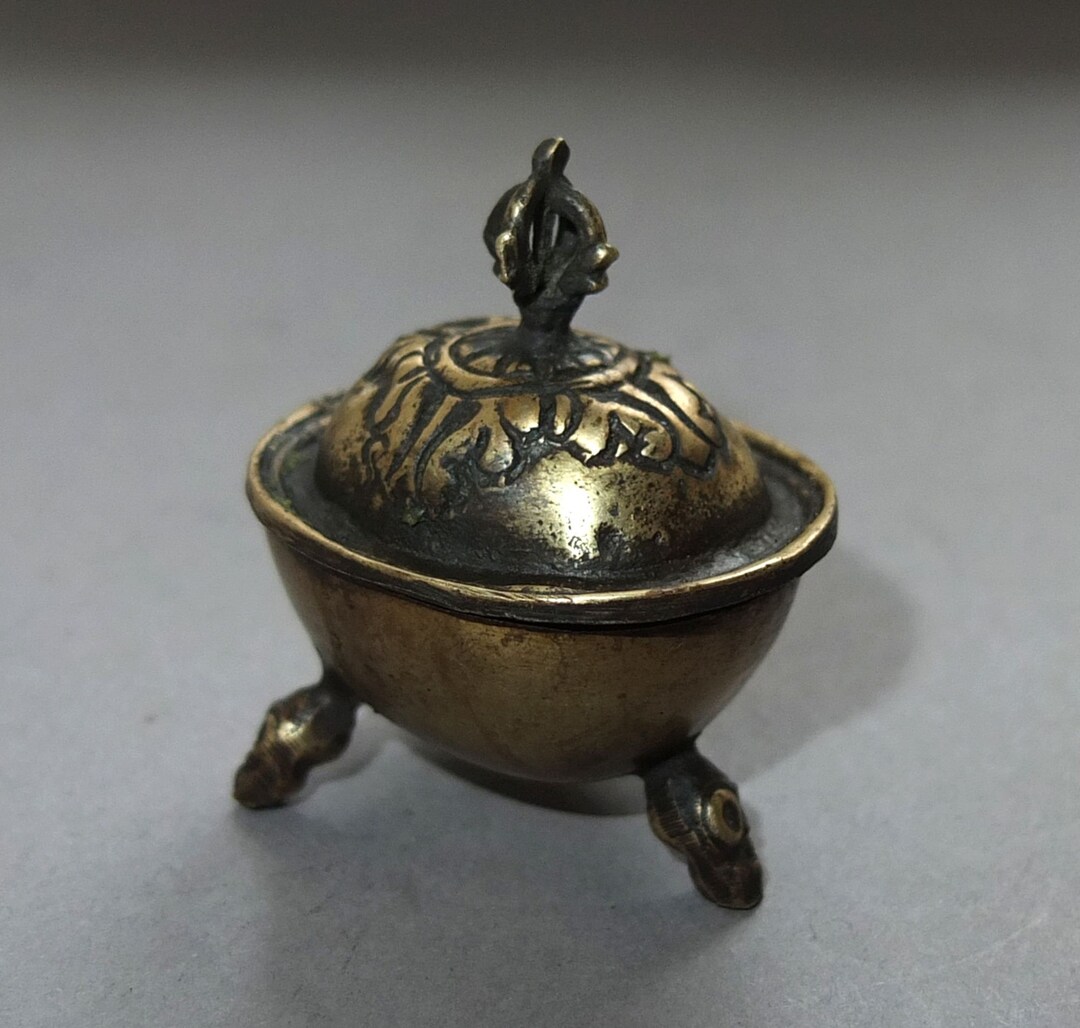 Tibetan Buddhist Bronze Alloy Ritual Offering Bowl Kapala Shape ...
