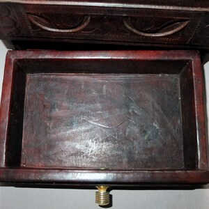 Indian Wooden Jewelry Box Covered With Embossed Leather, Tribal ...