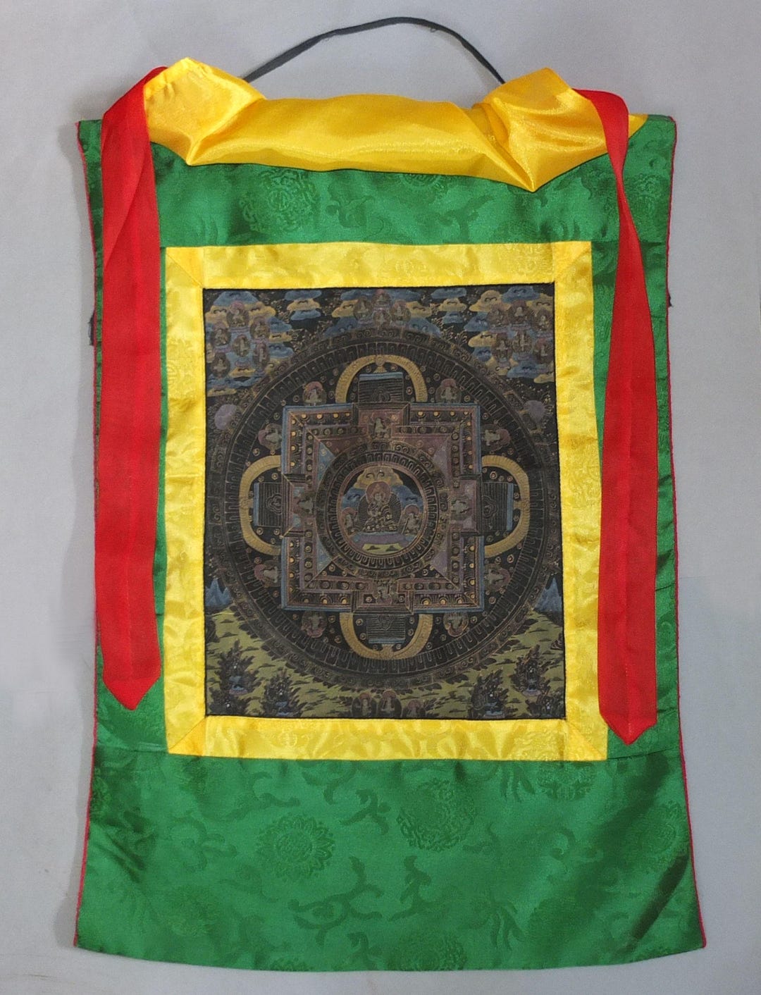 Tibetan Thangka Painting Scroll With Fabric Frame, Buddhist Yantra ...