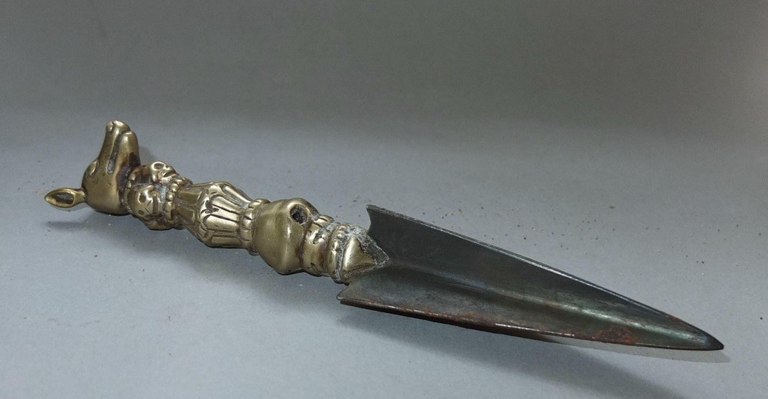 Brass Phurbu Ritual Dagger From Nepal, Buddhist Art, Shaman Lama Ritual ...