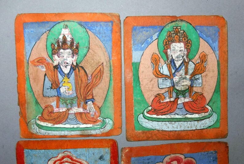 Four Old Tibetan Tsakli Paintings With Ritual Symbols, Buddhist Art ...