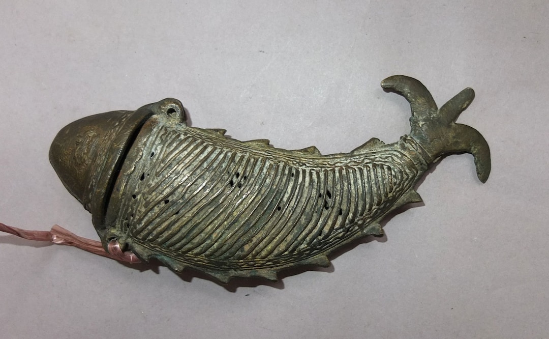 Antique Collectible Bronze Box With Fish Shape for Ritual Ingrendients ...