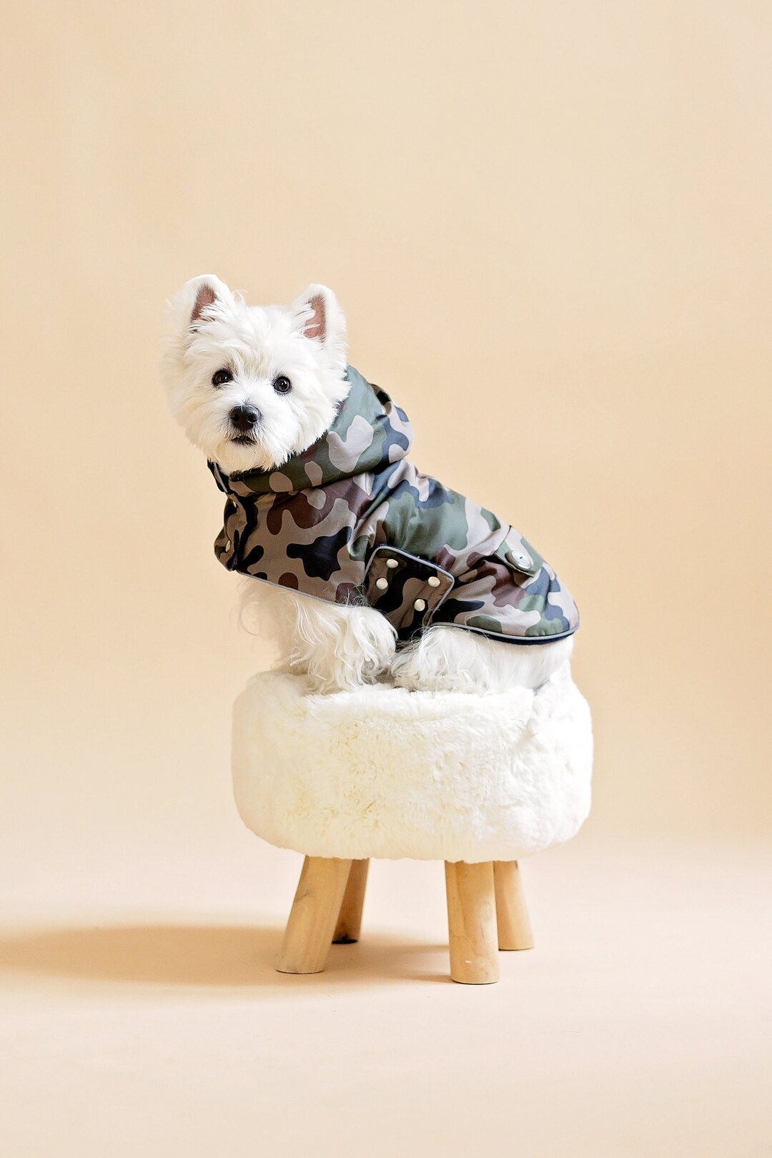 Camouflage Dog Coat: Waterproof Fleece Lined Hood, Reflective Trim - Etsy