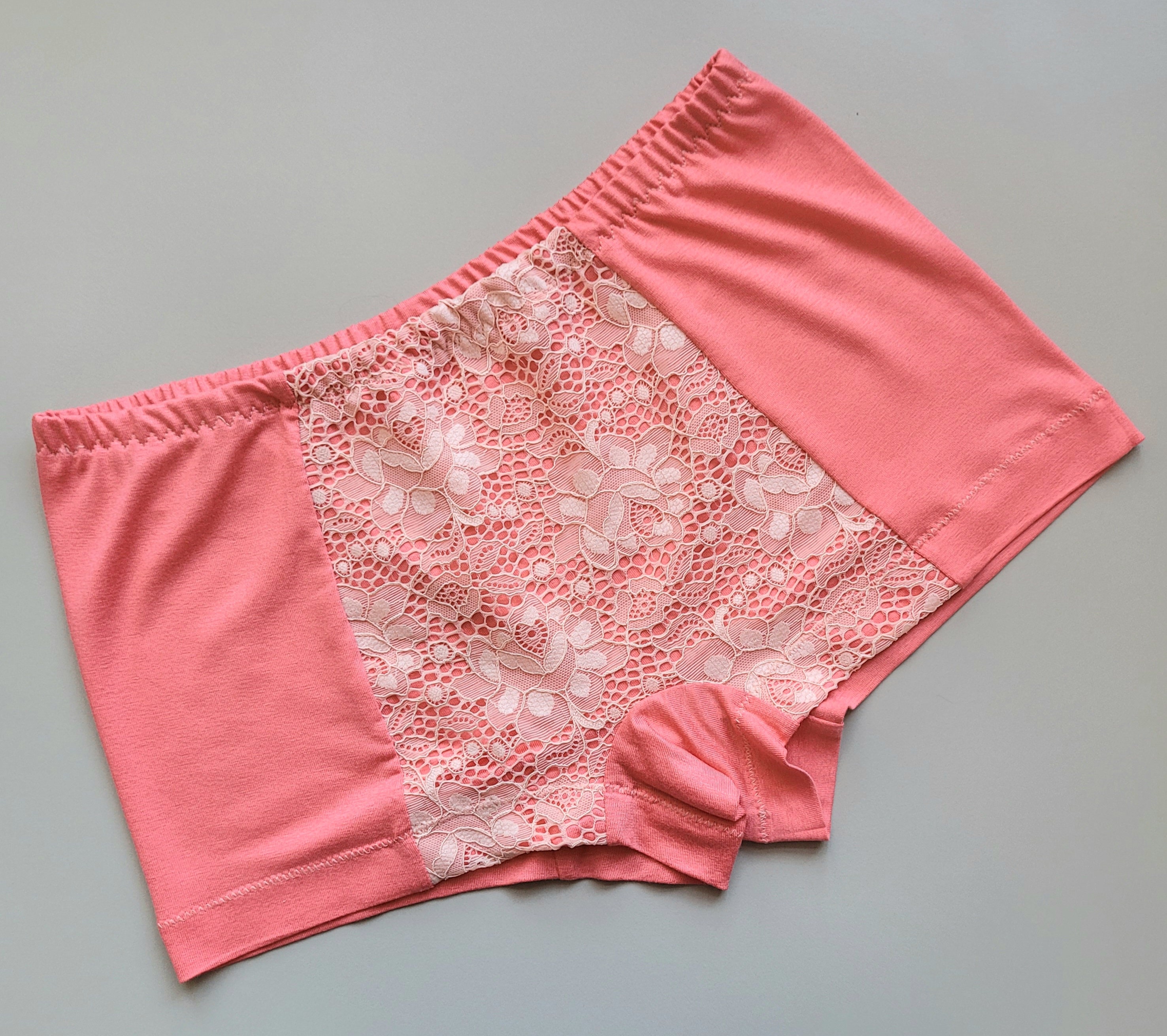 Coral Lace Boxer Briefs, High Waist Viscose Undies - Etsy