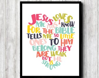 Printable Jesus Loves Me Nursery / Kids Room Wall Art | Etsy
