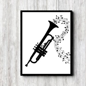 Printable Music Art Poster Trumpet Wall Art Music Notes | Etsy