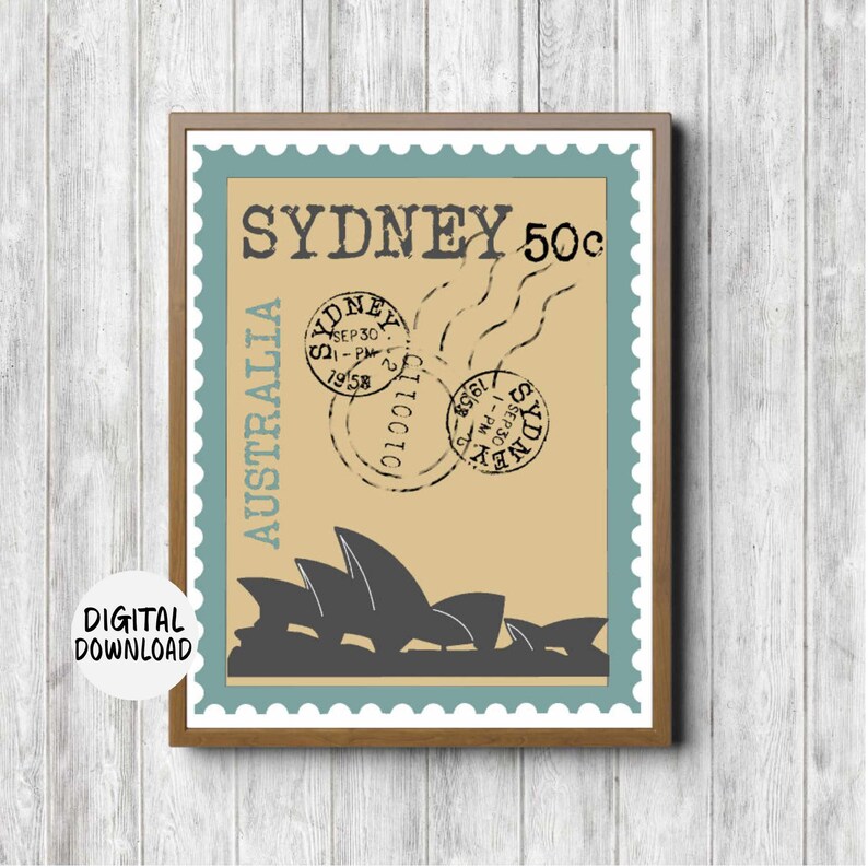 Sydney Opera House Printable Postage Stamp Wall Art - Etsy