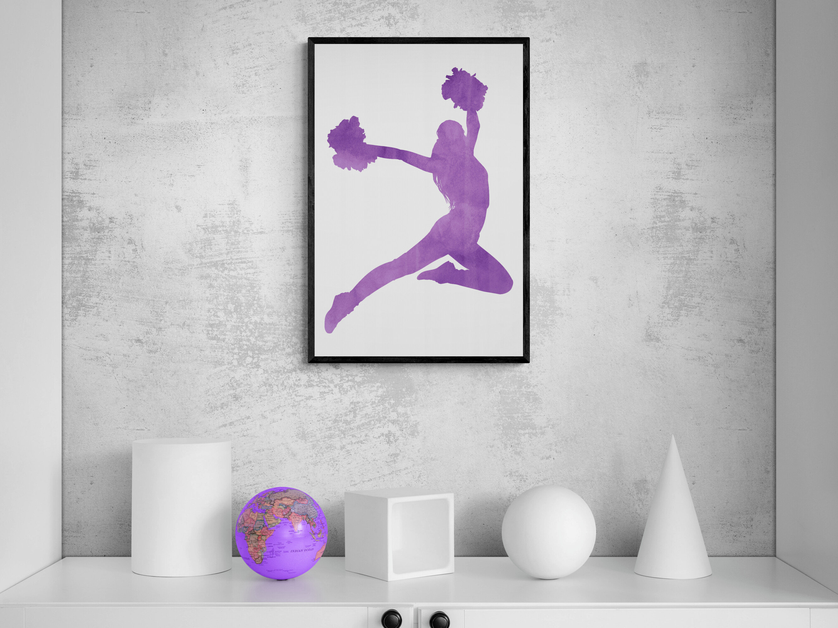 Purple Cheerleading Printable Poster, Cheer Coach Gift, Cheerleader ...