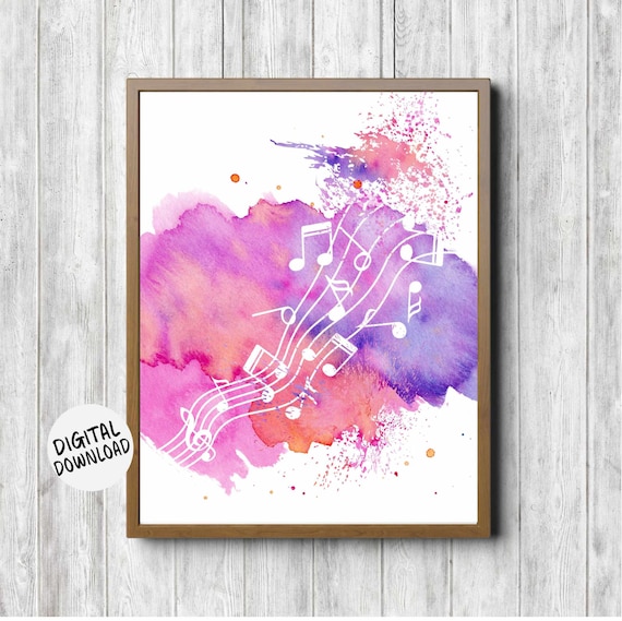 Music Notes Printable Poster Watercolor Music Theme Baby | Etsy