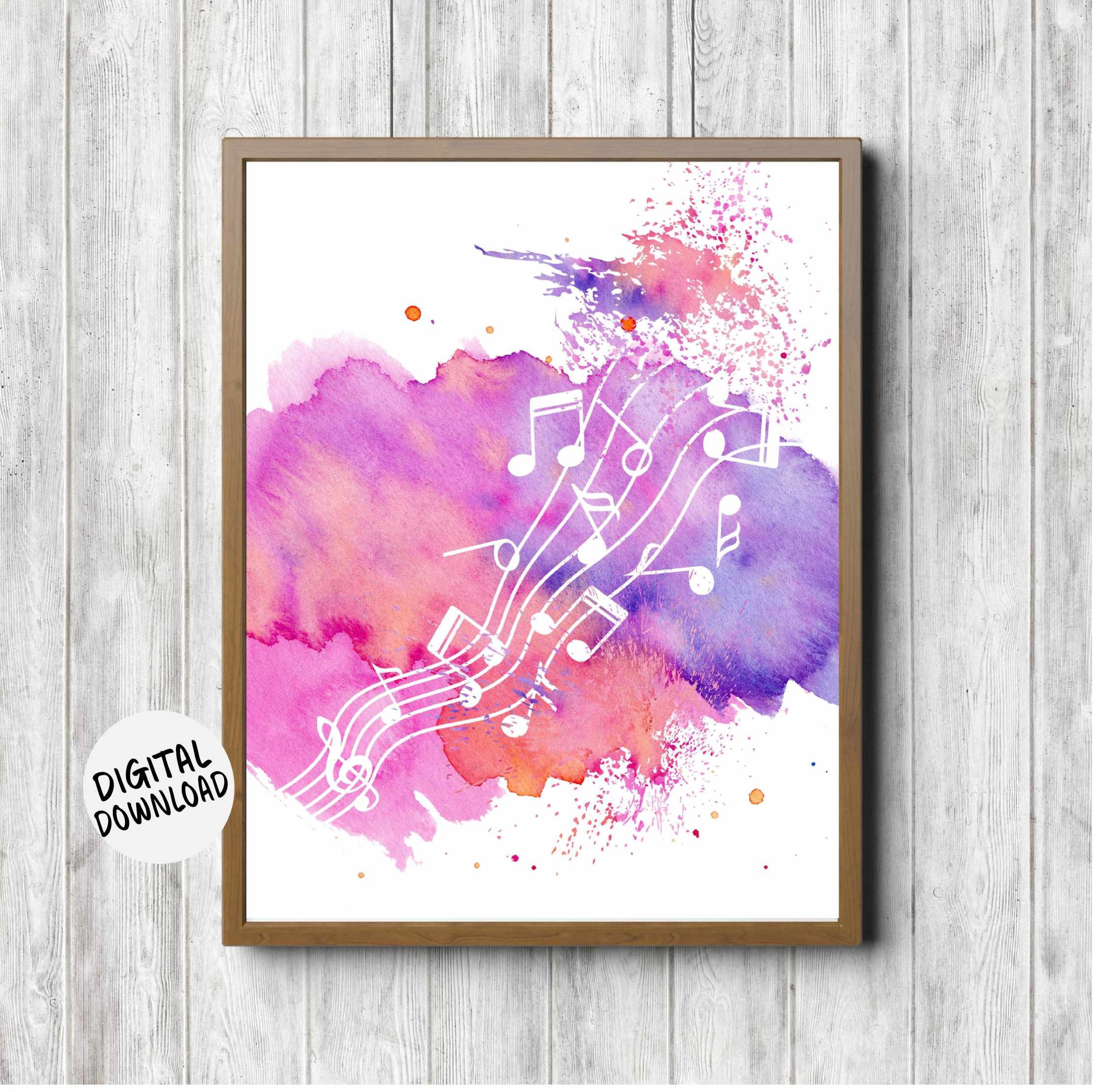 Music Notes Printable Poster Watercolor Music Theme Baby - Etsy
