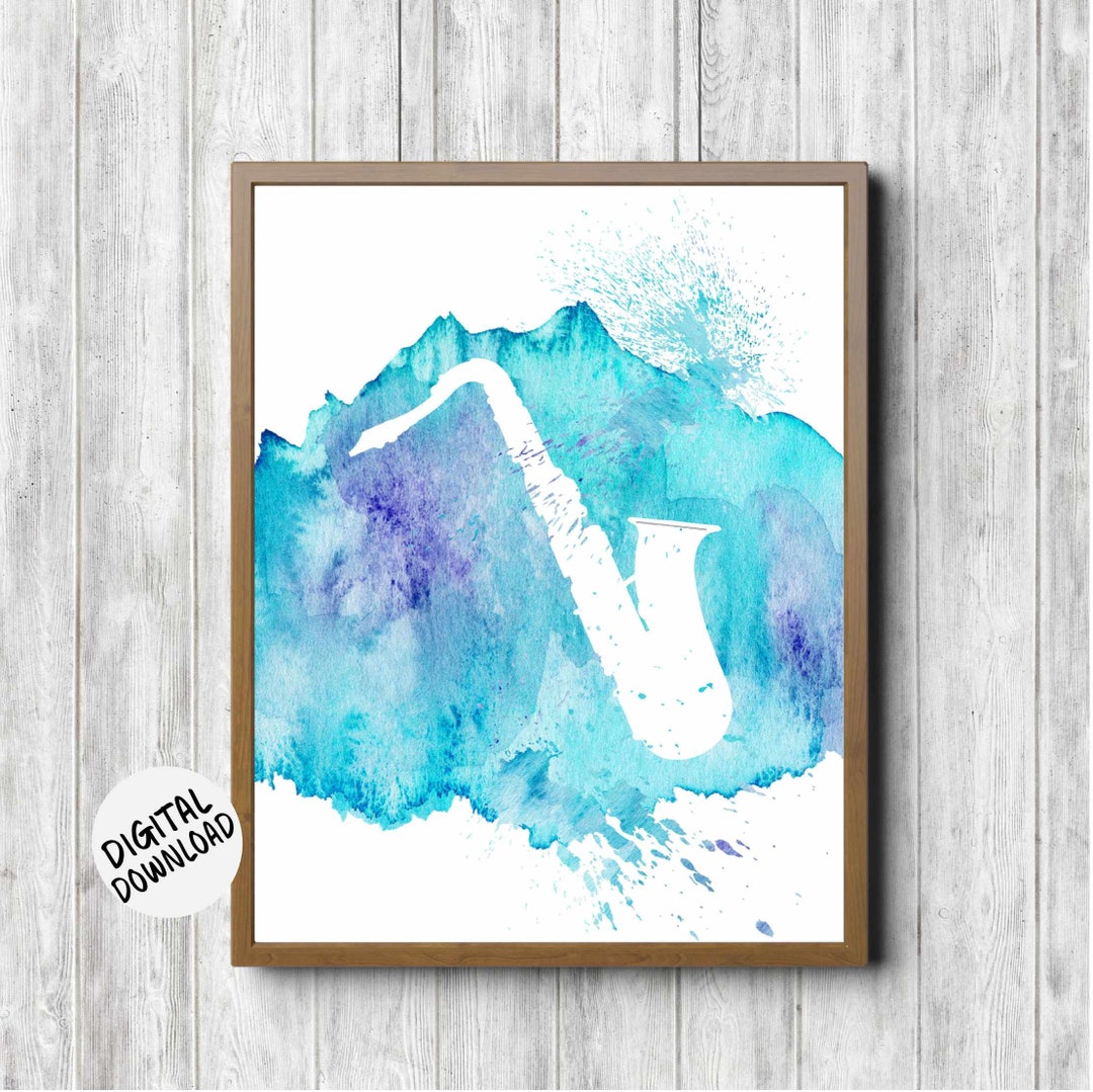 Saxophone Printable Office / Nursery / Dorm Room Wall Art - Turquoise ...