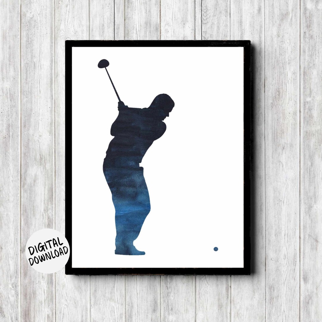 Sports Printable Wall Art - Golf Player Silhouette Print - Gift for ...