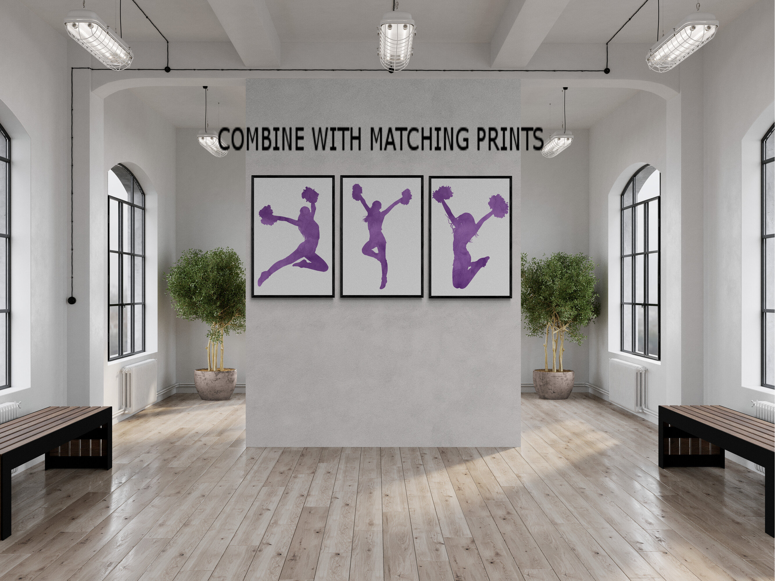 Cheerleading Poster in Purple Watercolor for Teen Girl Bedroom or ...