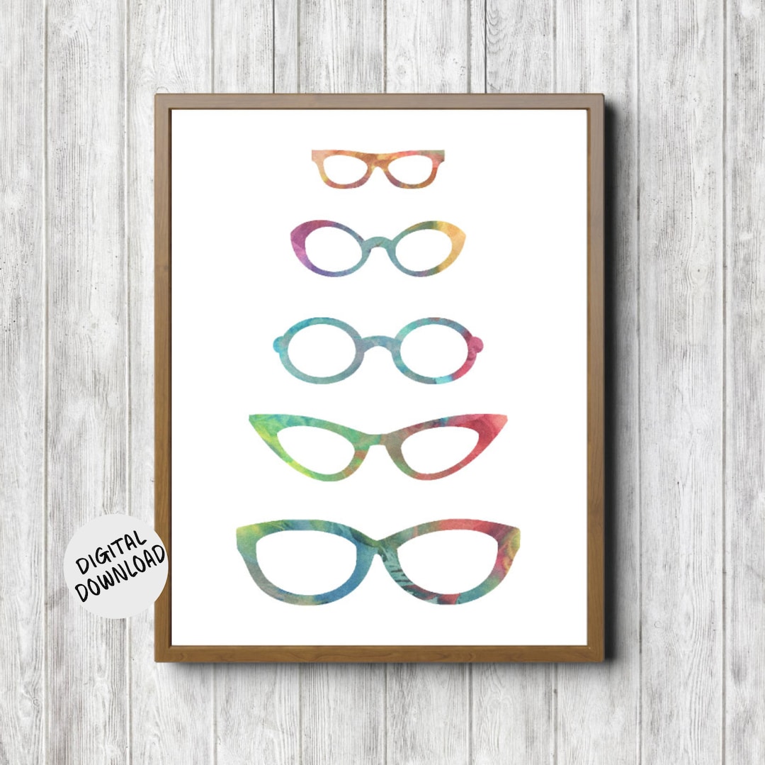 Watercolor Fashion Eyewear Wall Art - Colorful Eyeglass Printable ...