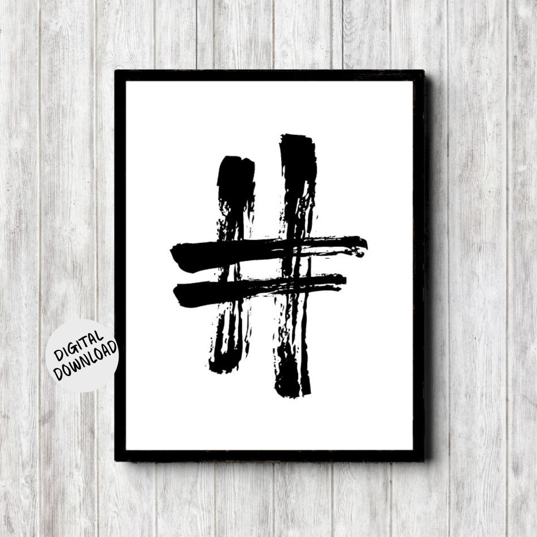 Hashtag Printable Sign Wall Art Minimalist Poster Monochrome Art Print ...
