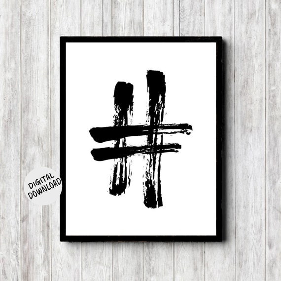 Hashtag Printable Sign Wall Art Minimalist Poster | Etsy