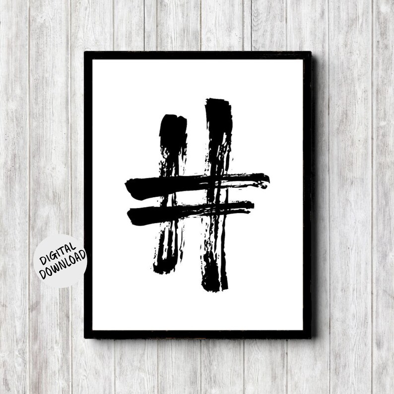 Hashtag Printable Sign Wall Art Minimalist Poster | Etsy