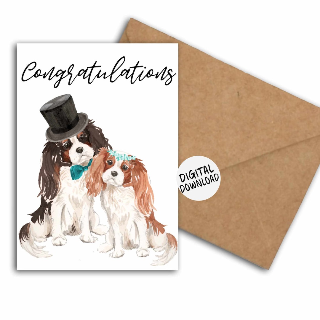 Printable Dogs Wedding / Engagement Congratulations Card - Quirky ...
