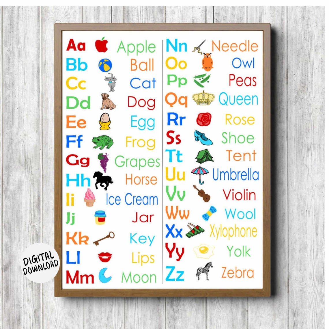 Alphabet Chart Printable Wall Art Classroom Wall Decor | Etsy