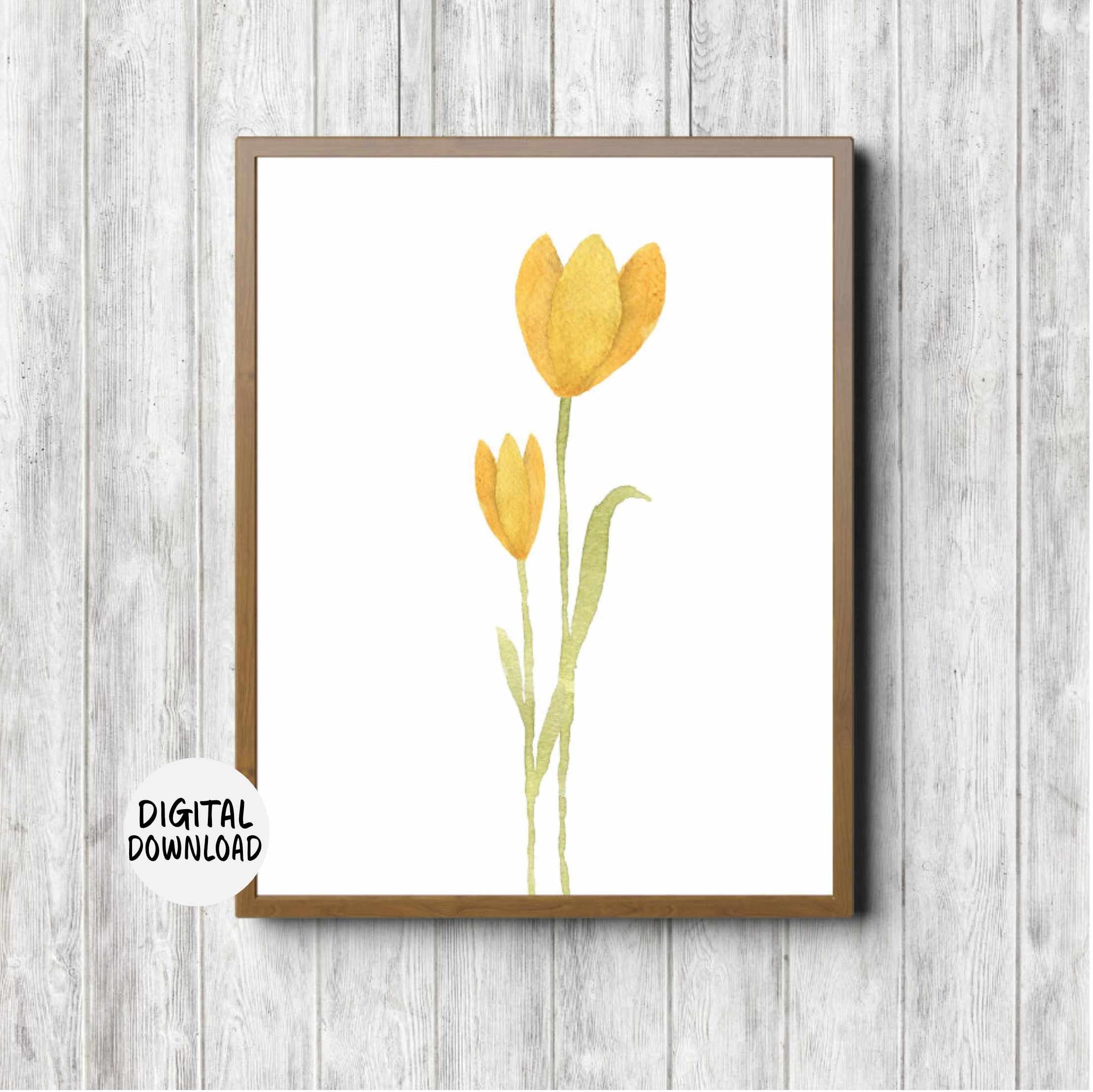 Yellow Watercolor Flower Printable Wall Art Office /nursery - Etsy