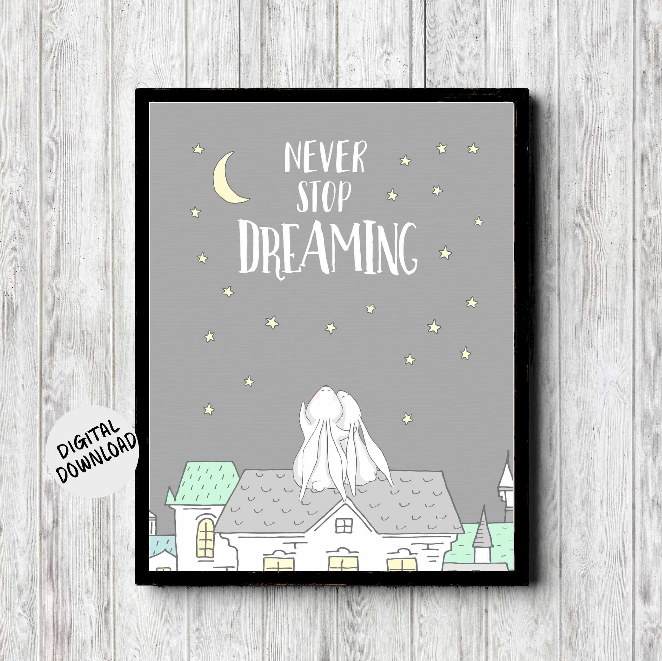 Whimsical Bunny Printable Baby Shower / Nursery Wall Art | Etsy