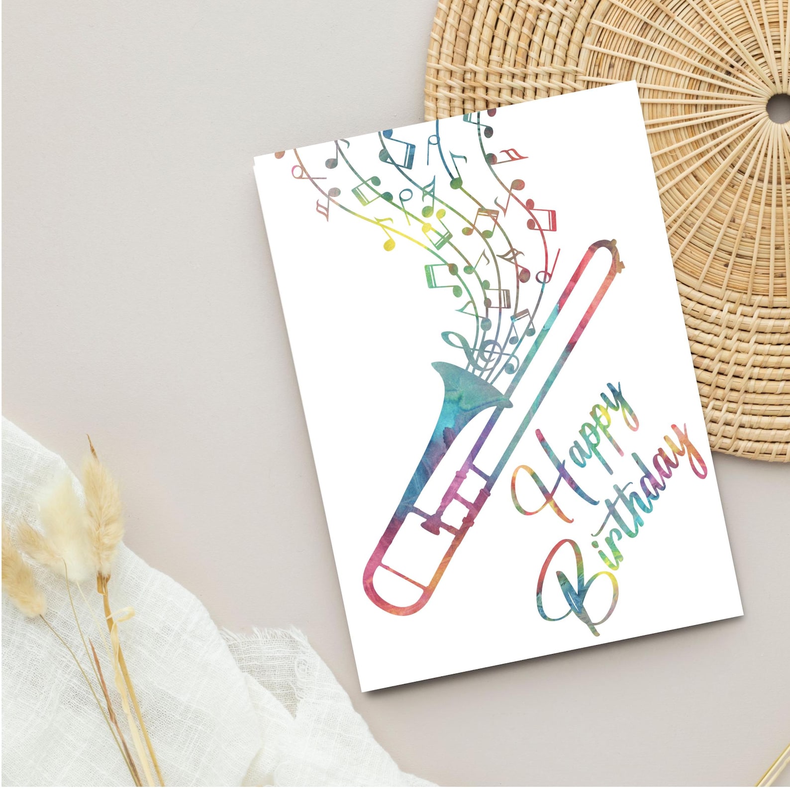 Printable Trombone Birthday Card for Trombonist, Student or Teacher ...