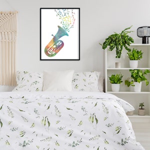 Printable Music Wall Art - Watercolor Tuba Print With Music Notes ...