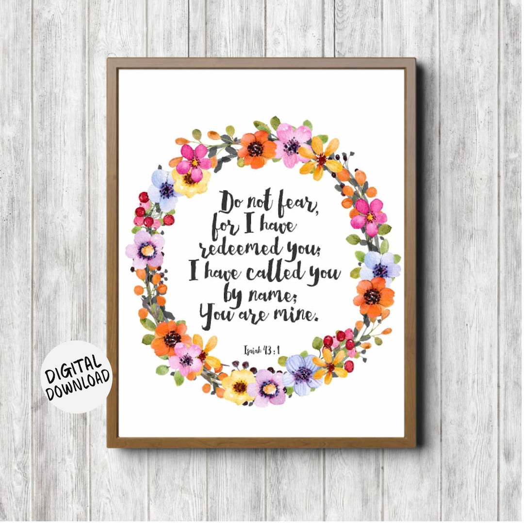 Printable Isaiah 43 : 1 Scripture Wall Art - Watercolor Wreath Bible ...