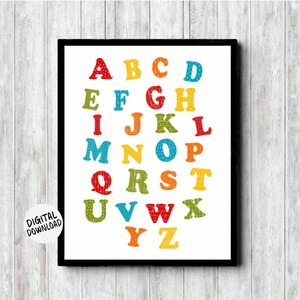 Bright Alphabet Printable Kids Room /nursery Art - Colorful ABC Letters ...