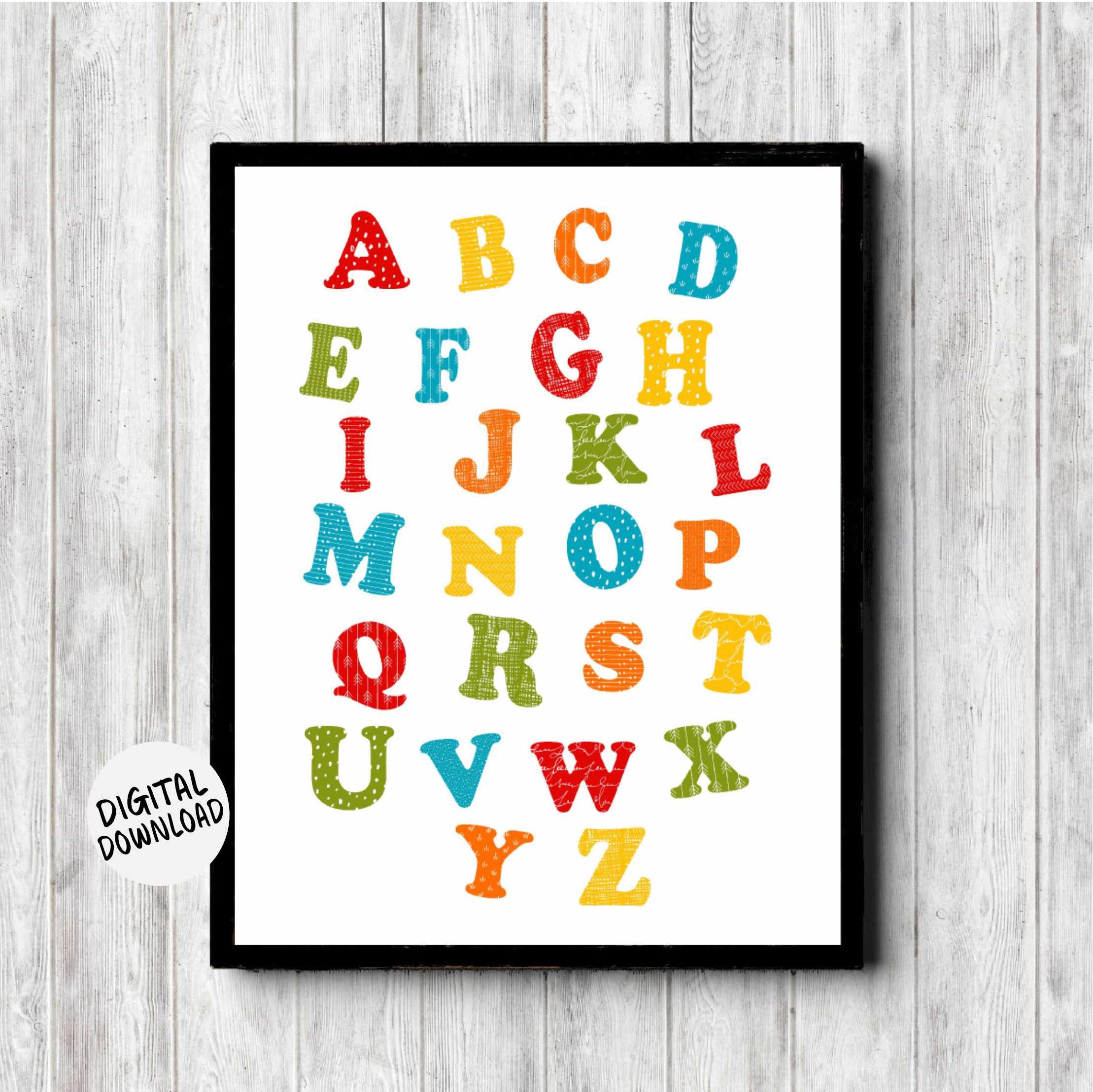 Bright Alphabet Printable Kids Room /nursery Art Colorful | Etsy