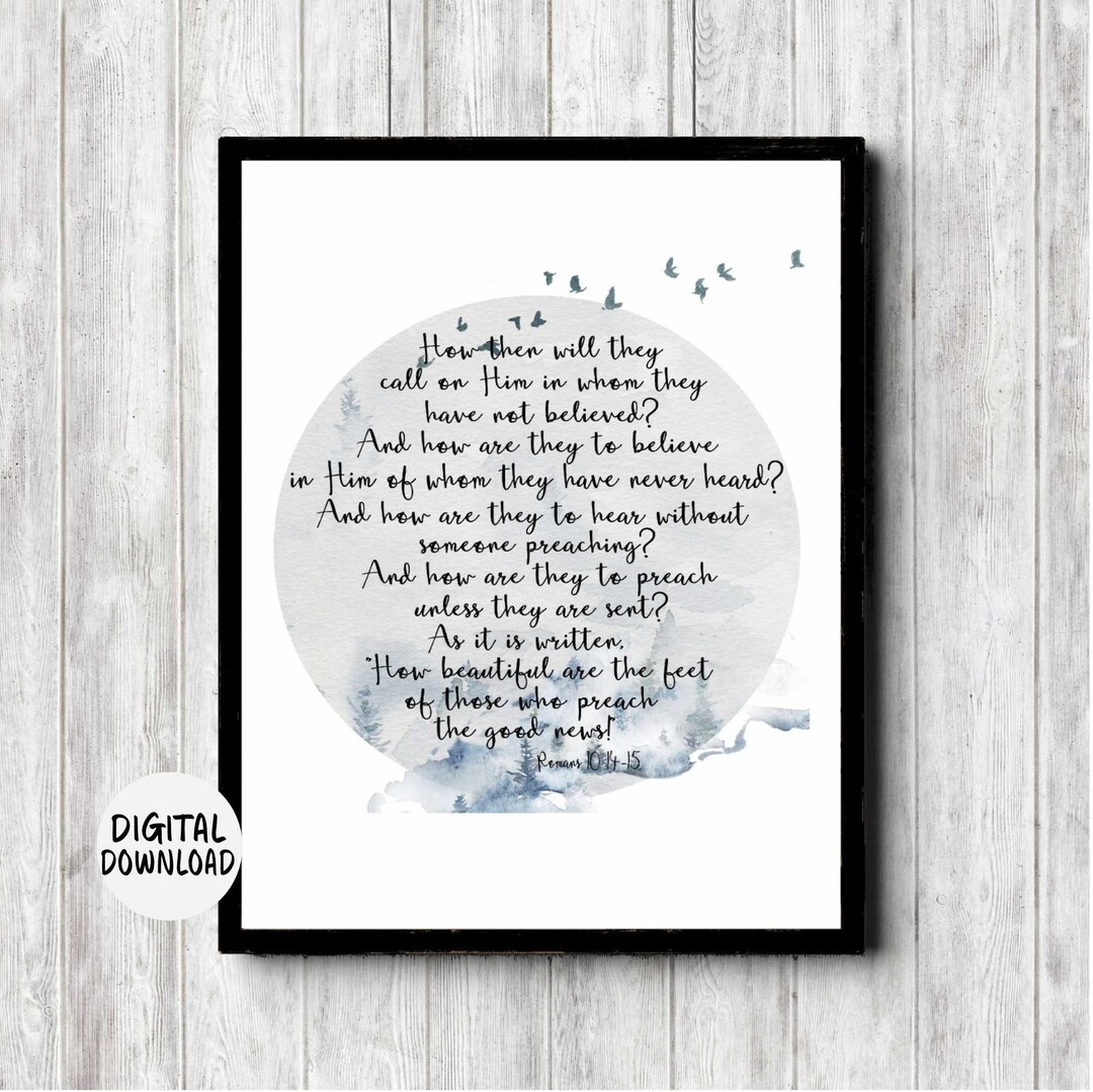 How Beautiful Are the Feet Scripture Printable Wall Art - Romans 10 : ...