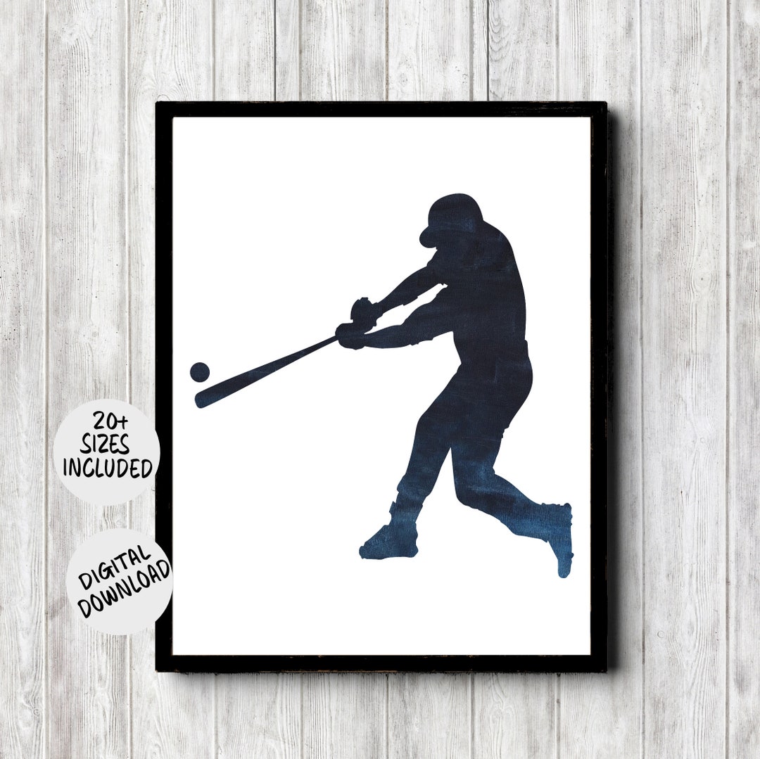 Left Handed Baseball Player Silhouette Boys Room / Nursery /office ...